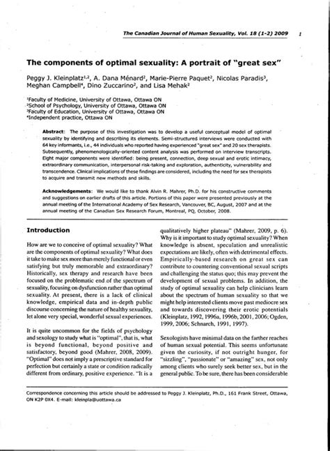 Beautiful Space On Linkedin Pdf The Components Of Optimal Sexuality A Portrait Of Great Sex