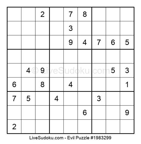 Evil Sudoku Online 1983299 Live Sudoku