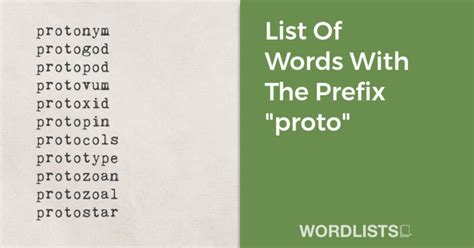 List Of Words With The Prefix Proto