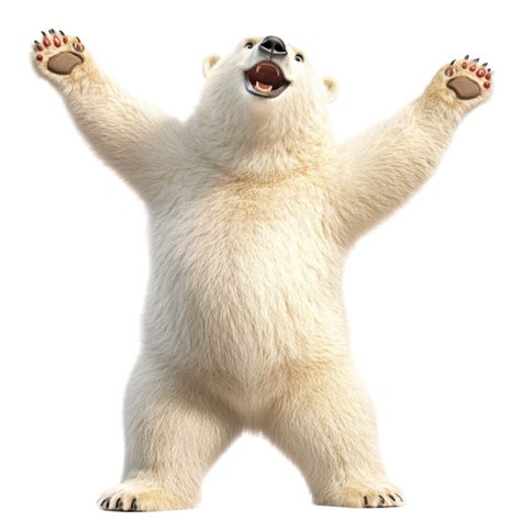 Happy Polar Bear Standing Upright With Arms Raised 55392475 Png