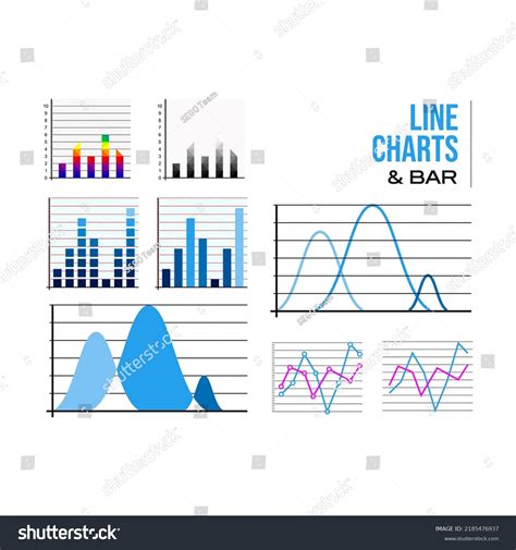 Six Bar Line Chart Vector Illustration Stock Vector Royalty Free