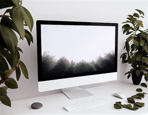 Premium Ai Image Computer Desktop Screen Mockup Illustration Created