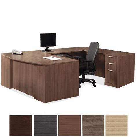 Pl 90° Executive Bow Step Front U Shaped Desk 5 Colors