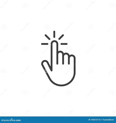 Click Hand Outline Icon Linear Style Sign Stock Vector Illustration Of Sign Hand 160572716
