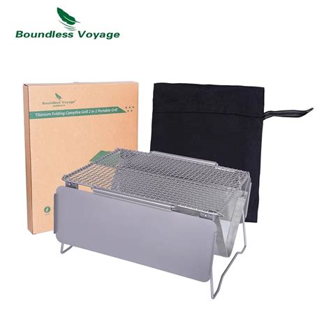 Boundless Voyage 휴대용 그릴 캠핑 테이블 티타늄 접이식 캠프파이어 그릴 야외 피크닉 백패킹 바베큐 그릴 그물