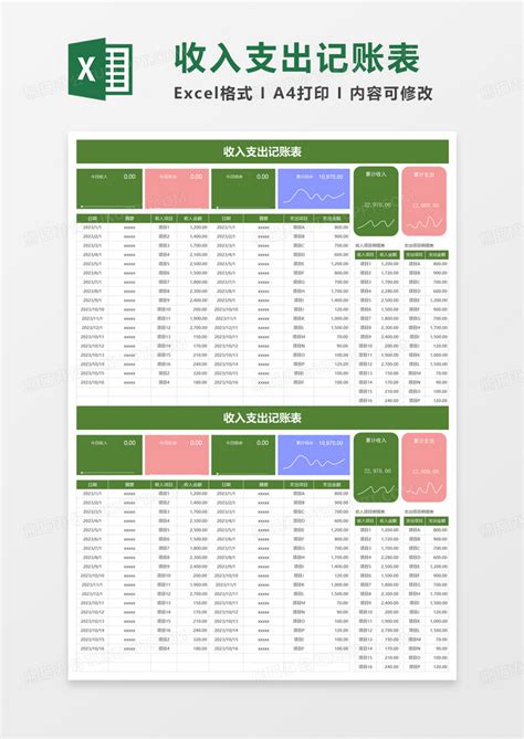 通用简约简洁收入支出记账表Excel模板下载 熊猫办公