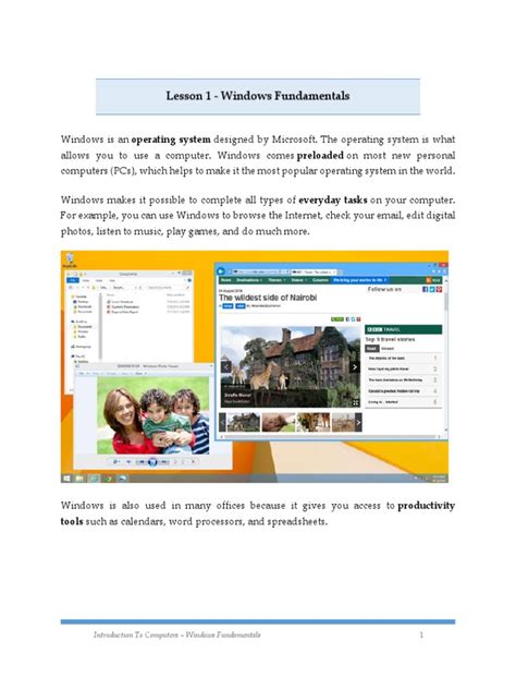 Lesson 1 Windows Fundamentals Pdf Window Computing Microsoft Windows