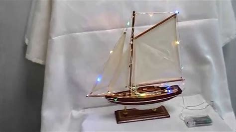 Χριστουγεννιάτικο καράβι ξύλινο με λαμπάκια Led σε 5 χρώματα 1928 6