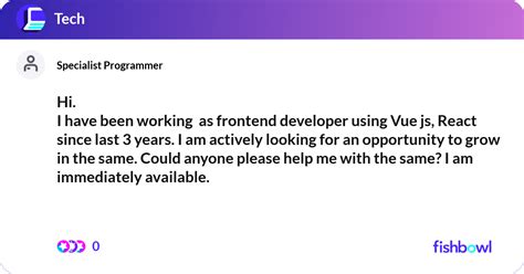 Hi I Have Been Working As Frontend Developer Us Fishbowl