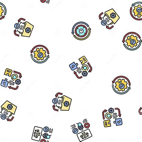 Business Process Efficiency Seamless Pattern Vector Stock Illustration