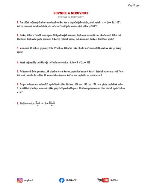 Lineárne Rovnice A Nerovnice Pdf