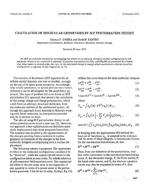 Pdf Calculation Of Molecular Geometries By Scf Perturbation Theory Dokumentips