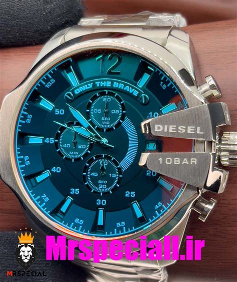 ساعت دیزل شاخدار مردانه استیل کرنوگراف شیشه رنگی ابی Diesel 020703