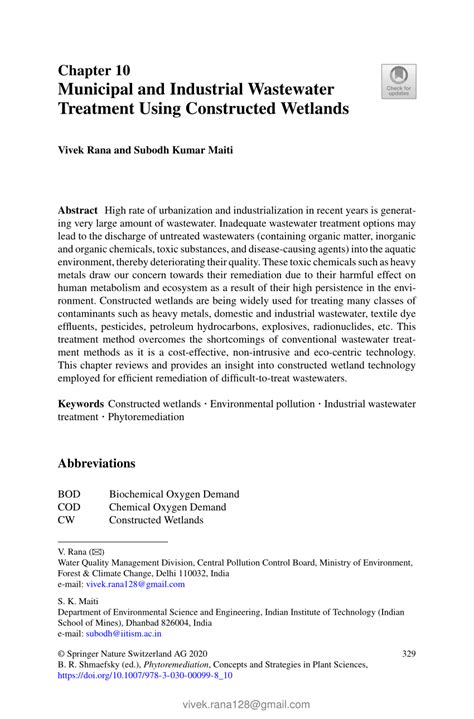 Pdf Municipal And Industrial Wastewater Treatment Using Constructed