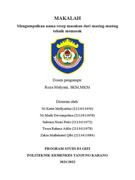 Makalah Resep Masakan Gkd 1 B7 Pdf
