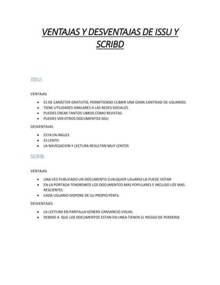 Ventajas Y Desventajas De Issu Y Scribd PDF