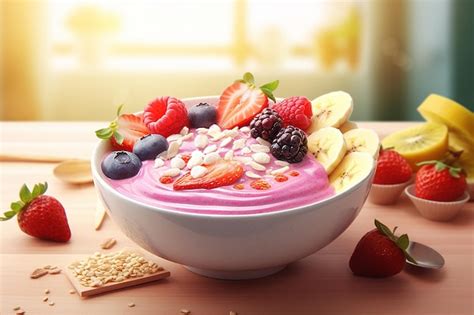 Premium Photo Wholesome Bliss Illustrated 3D Smoothie Bowl Rendering