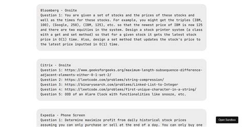 Questions Codesandbox