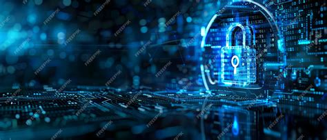 Cybersecurity Theme With Binary Code And Padlock Icon Dark Blue Tones
