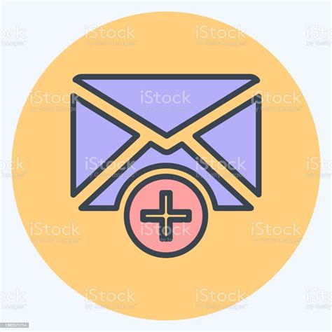 아이콘 엔벨롭 추가 사용자 인터페이스 기호에 적합합니다 컬러 메이트 스타일 편집 가능한 간단한 디자인 디자인 템플릿 벡터 간단한 기호 그림 0명에 대한 스톡 벡터 아트 및