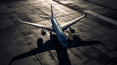 An Airplane In A Parking Lot Background Airplane Shadow On The Ground