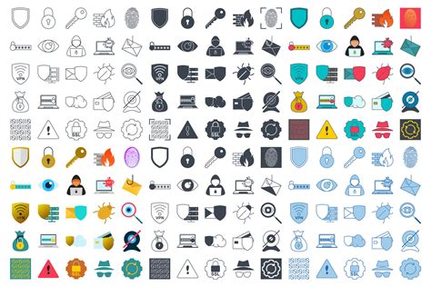 Mega Set Cyber Security Icon Included Icons As Shield Password Bug