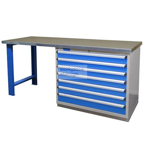 Drawer Workstation 7 Drawer Galvanised Workbench Workplace Storage