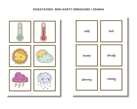 Karta Pracy Pogoda Weather pory roku nazwy miesięcy i dni tygodnia
