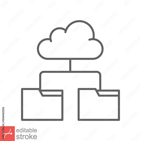 Cloud Storage Icon Simple Outline Style Digital File Organization Service Upload Computer