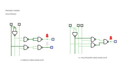 CircuitVerse EXPT 7 1 2 MUX USING NAND 1 2 DEMUX USING NAND