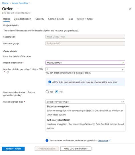 البرنامج التعليمي لطلب Azure Data Box Disk Microsoft Learn