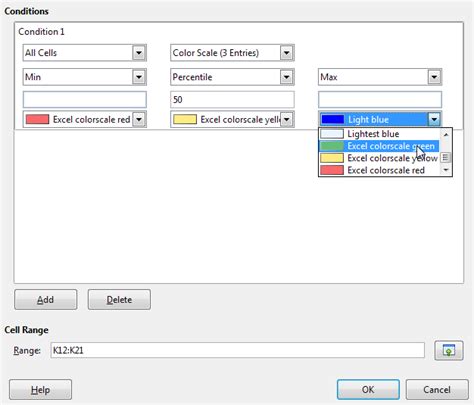 can color scale formatting be customized english ask libreoffice