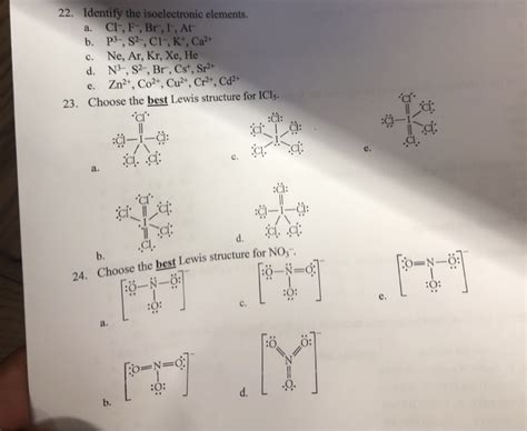 Solved 22 Identify The Isoelectronic Elements A Cl F