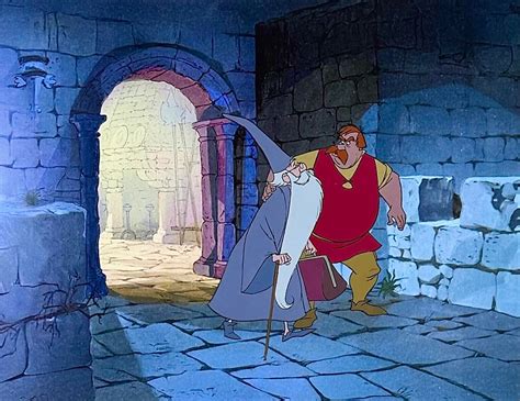 Original Production Animation Cel Of Merlin And Sir Ector From The