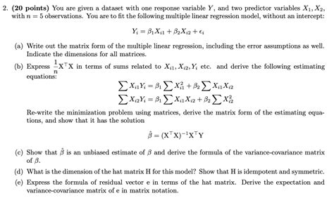 solved 20 points you are given a dataset with one response