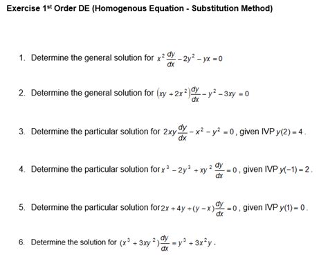Solved Exercise 1st Order De Homogenous Equation