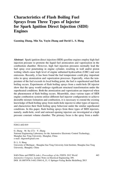 Pdf Characteristics Of Flash Boiling Fuel Sprays From Three Types Of