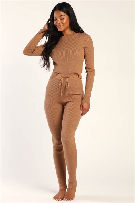 Cute Light Brown Sweater Top Lounge Top Long Sleeve Top Lulus