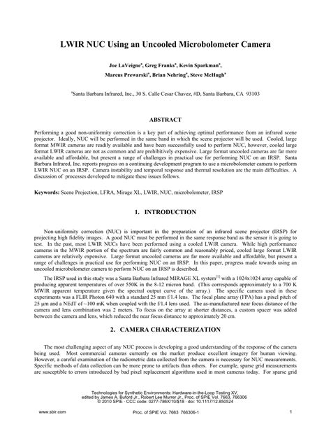 Pdf Lwir Nuc Using An Uncooled Microbolometer Camera