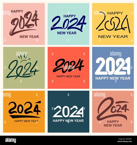 Set Of 2024 Number Calligraphy Text Design Vector Stock Vector Image And Art Alamy