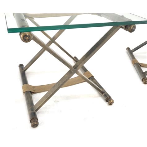 Glass Top X Bases Smoked Chrome End Side Bed Tables Stands Dia A Pair