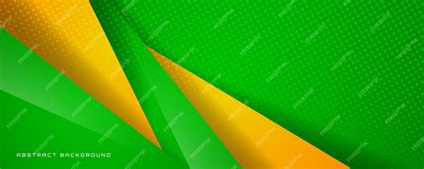 Premium Vector 3d Green Yellow Geometric Abstract Background Overlap