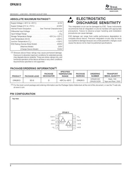 Opa2613id High Speed Operational Amplifiers Dual Wideband Hi Output Current At Rs 185 आपरेशनल