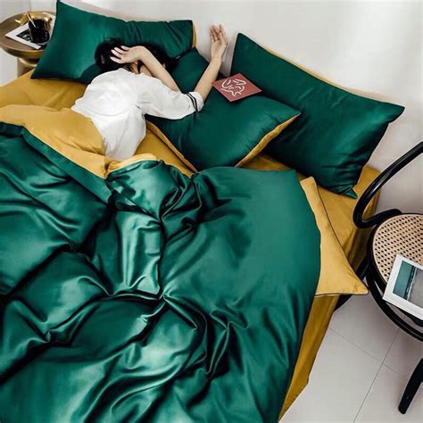Постельное белье MERISET ДУЭТ ROYAL GREEN/GOLDEN Сатин однотон ...