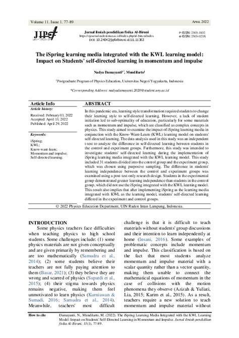 Pdf The Ispring Learning Media Integrated With The Kwl Learning Model