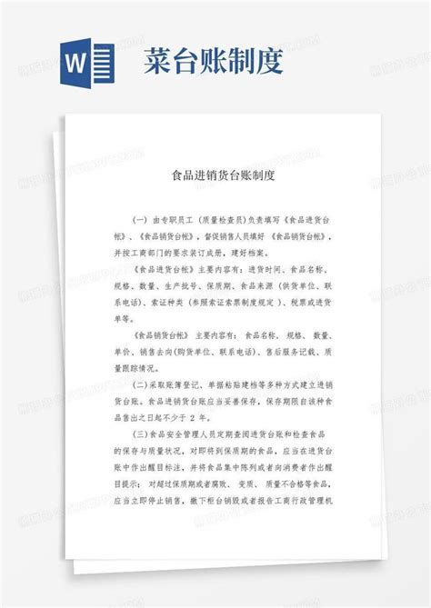 食品进销货台账制度word模板下载 熊猫办公