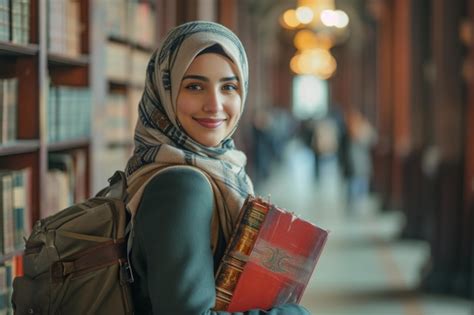 Premium Photo Young Muslim Girl Staying In College