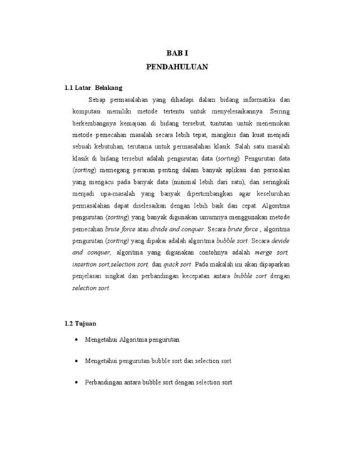 perbandingan bubble sort dengan selection sort pdf