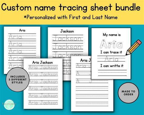 Custom Name Tracing Sheet Printable Bundle Fine Motor Practice Handwriting Practice Editable