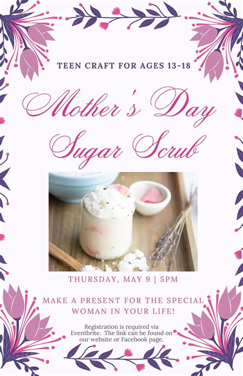 Diy Mothers Day Sugar Scrub Ages 13 18 3 Chester Street Chester Nh